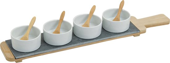 4x Snackschaaltjes/sausschaaltjes porselein rond 7 cm - Schaaltjes voor ...