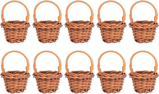 10 stuks gevlochten gevlochten bloemenmand fruitmand mini rieten mand ...
