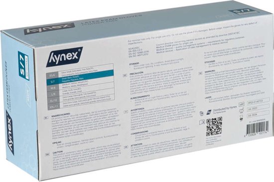 Hynex Latex Wegwerphandschoenen – Poedervrij - 5 gram – Wit – Maat S ...
