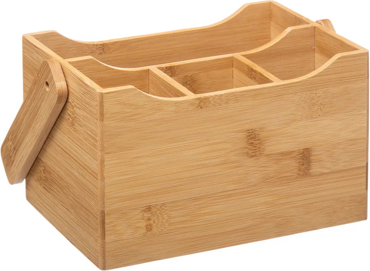 5Five Keuken gerei rekje/aanrecht spullen organizer - 2x - 20 x 14 x 24 cm - bamboe... | bol