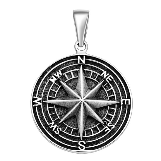 EAR IT UP Hanger - Kompas windroos windrichtingen - 925 sterling zilver ...