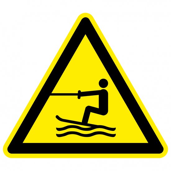 Waarschuwingssticker voortgetrokken wateractiviteiten - ISO 7010 - W045 ...