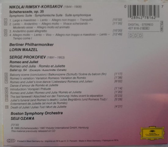 Rimsky-Korsakov*, Prokofiev*, Berliner Philharmoniker, Boston Symphony ...