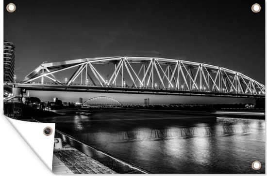 Tuinposter - Tuindoek - Tuinposters buiten - Verlichte fietsbrug over de Waal in... | bol