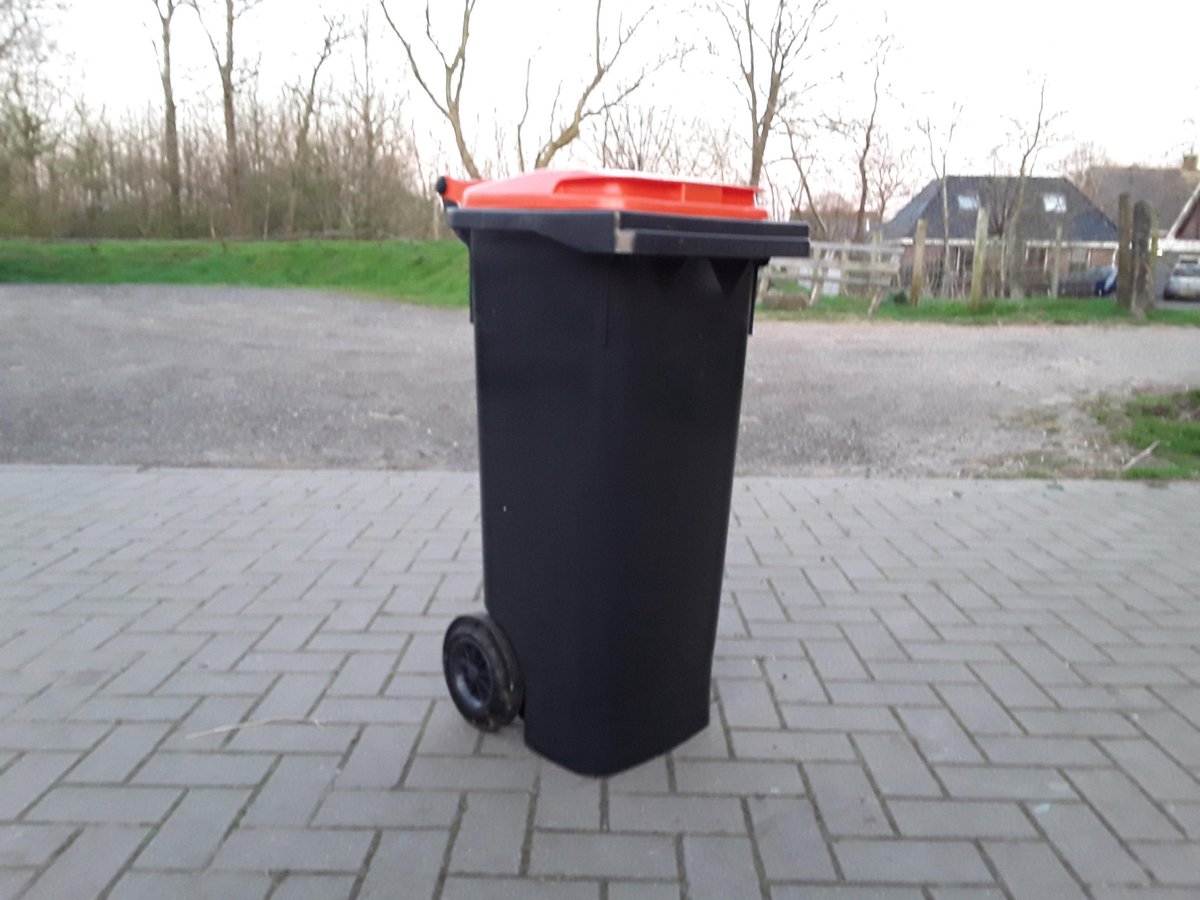 80 liter container zwart met oranje deksel | bol.com