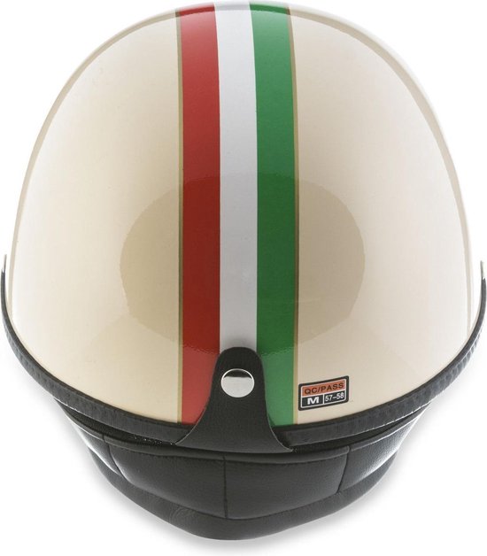 MOTO D23 braincap, halve helm, pothelm voor scooter en motor, creme wit ...