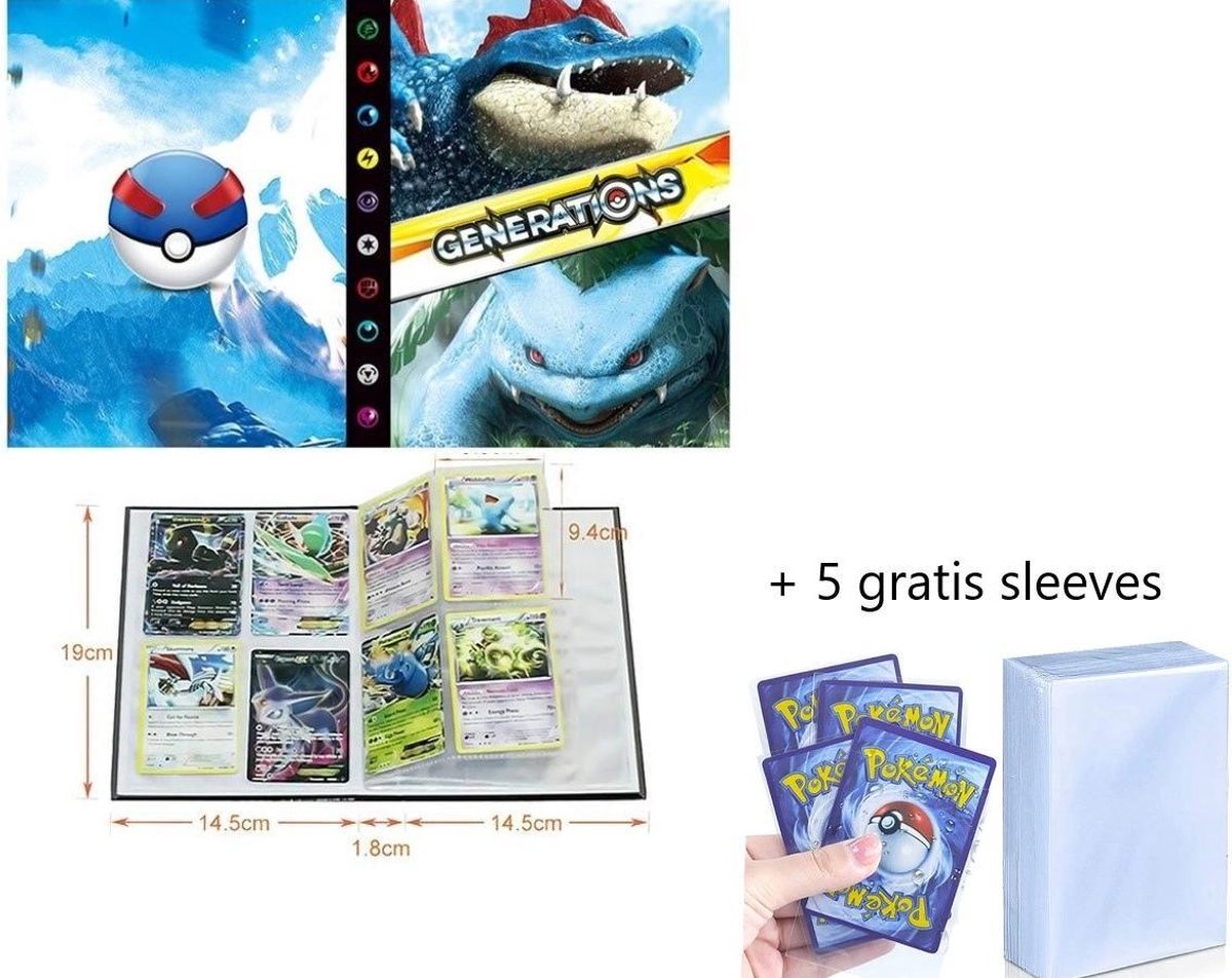 Verzamelmap + 5 gratis sleeves – Geschikt Voor pokemon kaarten – 240 ...