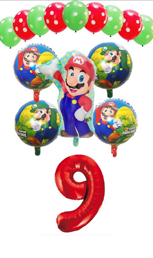 Super Mario - Luigi - ballon set - thema - ballonnen - 9 jaar | bol.com