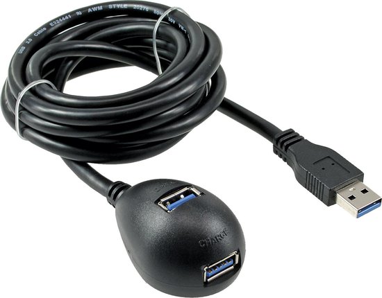 USB naar 2x USB docking kabel - USB3.0 - tot 0,9A / zwart - 1 meter | bol