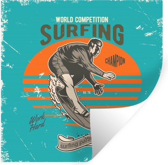 Muurstickers - Sticker Folie - Vintage - Surf - Surfplank - 80x80 cm ...