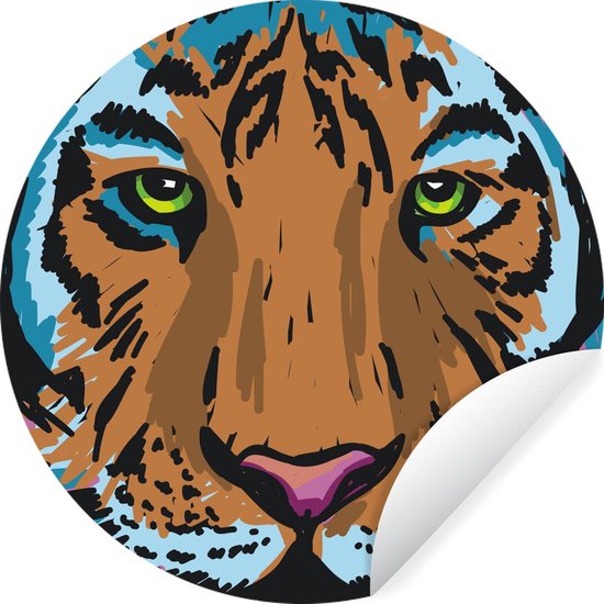 WallCircle - Muurstickers - Behangcirkel - Tijger - Verf - Kop - 100x100 cm -... | bol