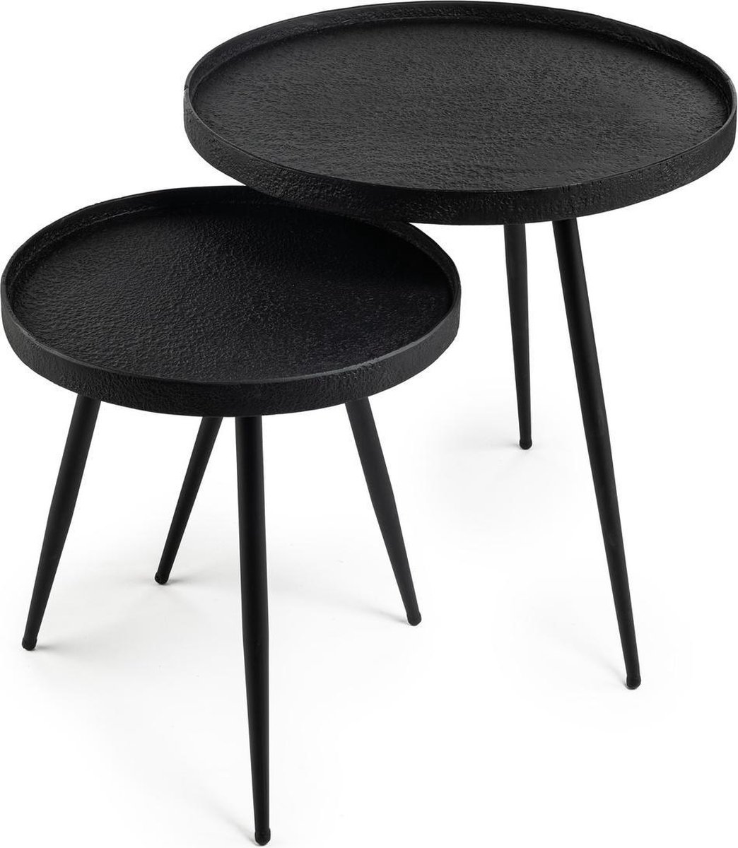 Volcano - Salontafels - set van 2 - rond - lava metaal - zwart ...