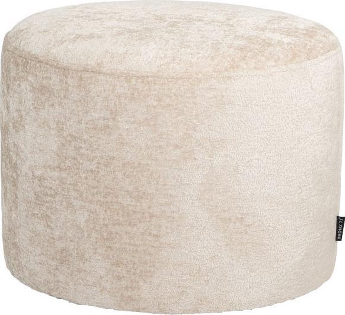Poef chenille stof Juna wit - Poef rond - Hocker wit - Poef wit ...