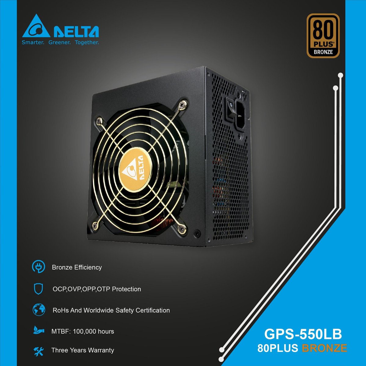 Delta - Interne voeding - PC Voeding - PSU ATX Bronze 550 Watt gaming ...