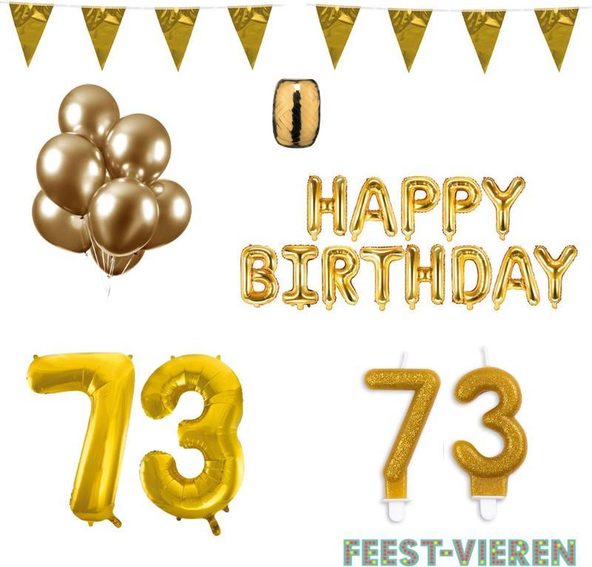 bol.com | 73 jaar Verjaardag Versiering Pakket Goud