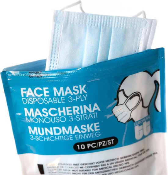 Wegwerp mondmasker - Hersluitbare verpakking - 10st - Protect and Care ...