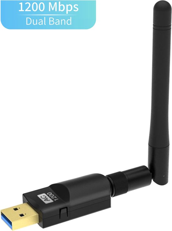 WIFI adapter USB - Antenne - 1200Mbps - 2.4Ghz & 5Ghz - Windows/Mac ...