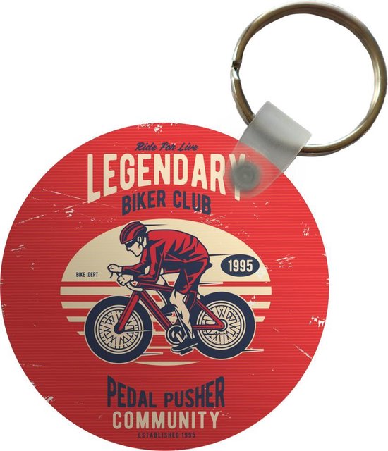 Sleutelhanger - Wielrenner - Fiets - Vintage - Plastic - Rond ...