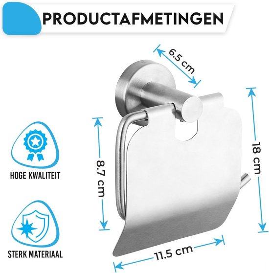 Sanics Toiletrolhouder Zilver met Klep - WC Rolhouder RVS Inclusief ...