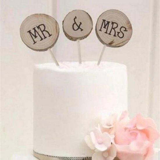 3-delige set houten bruidstaart toppers Mr & Mrs - bruidstaart - mr - mrs - hout - trouwen | bol.com