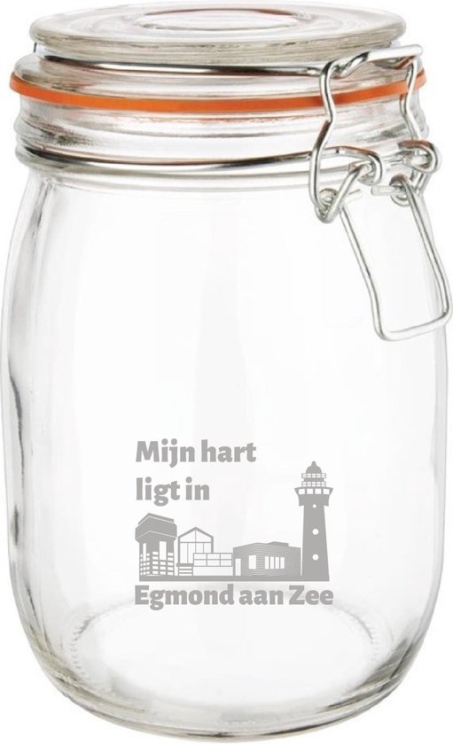 Gegraveerde Weckpot 1 ltr. Egmond aan Zee | bol