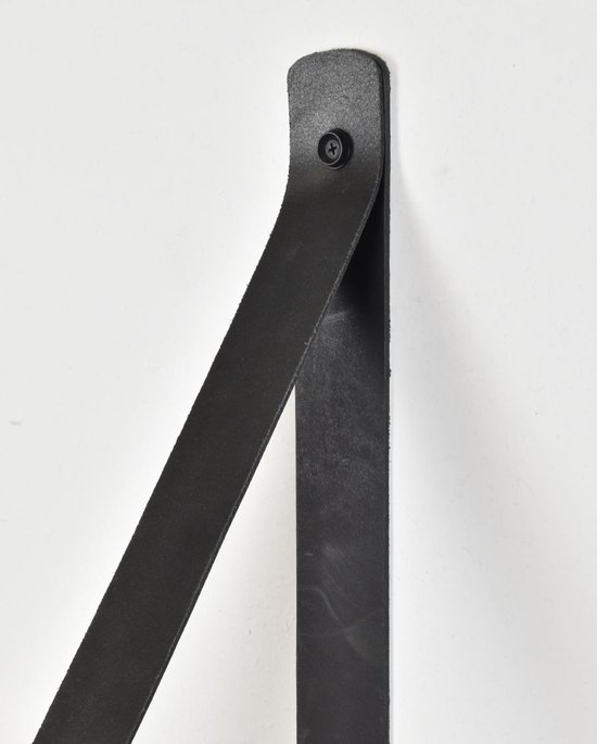 Barnwoodweb Wandplank Oud Eiken met Lederen Zwarte Plankdragers - 100 ...