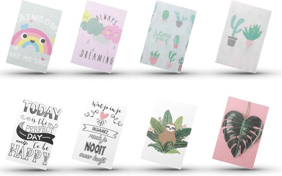 Mini Wenskaarten Mini Cadeaukaartjes - Set van 8 Kleine Kaartjes - 8 ...