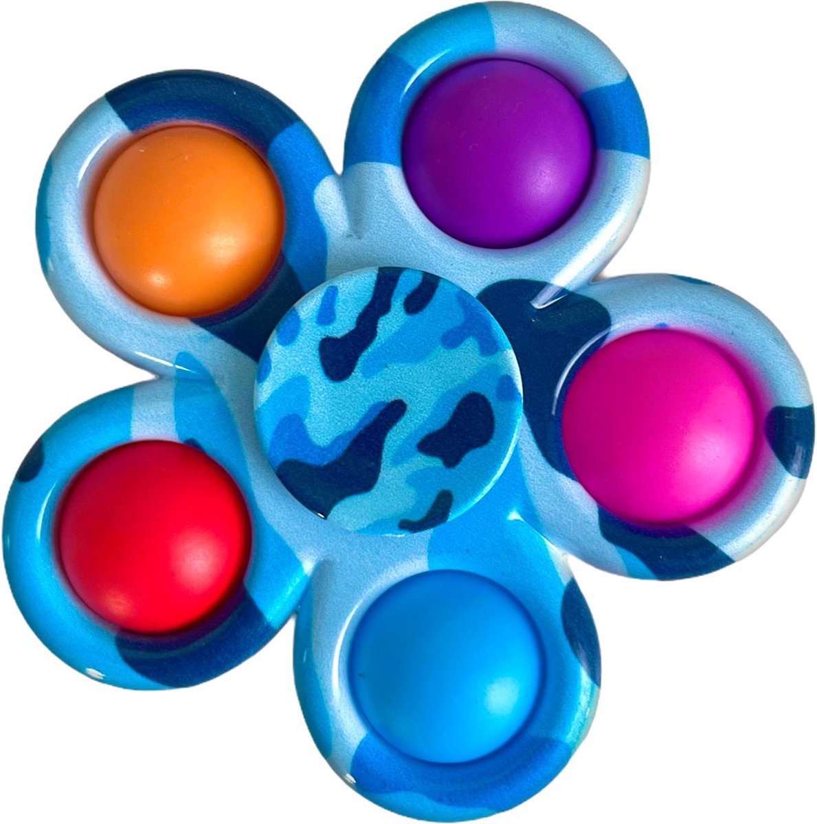 Fidget- simple dimple- popit spinner- camouflage - BLAUW - TikTok | bol.com