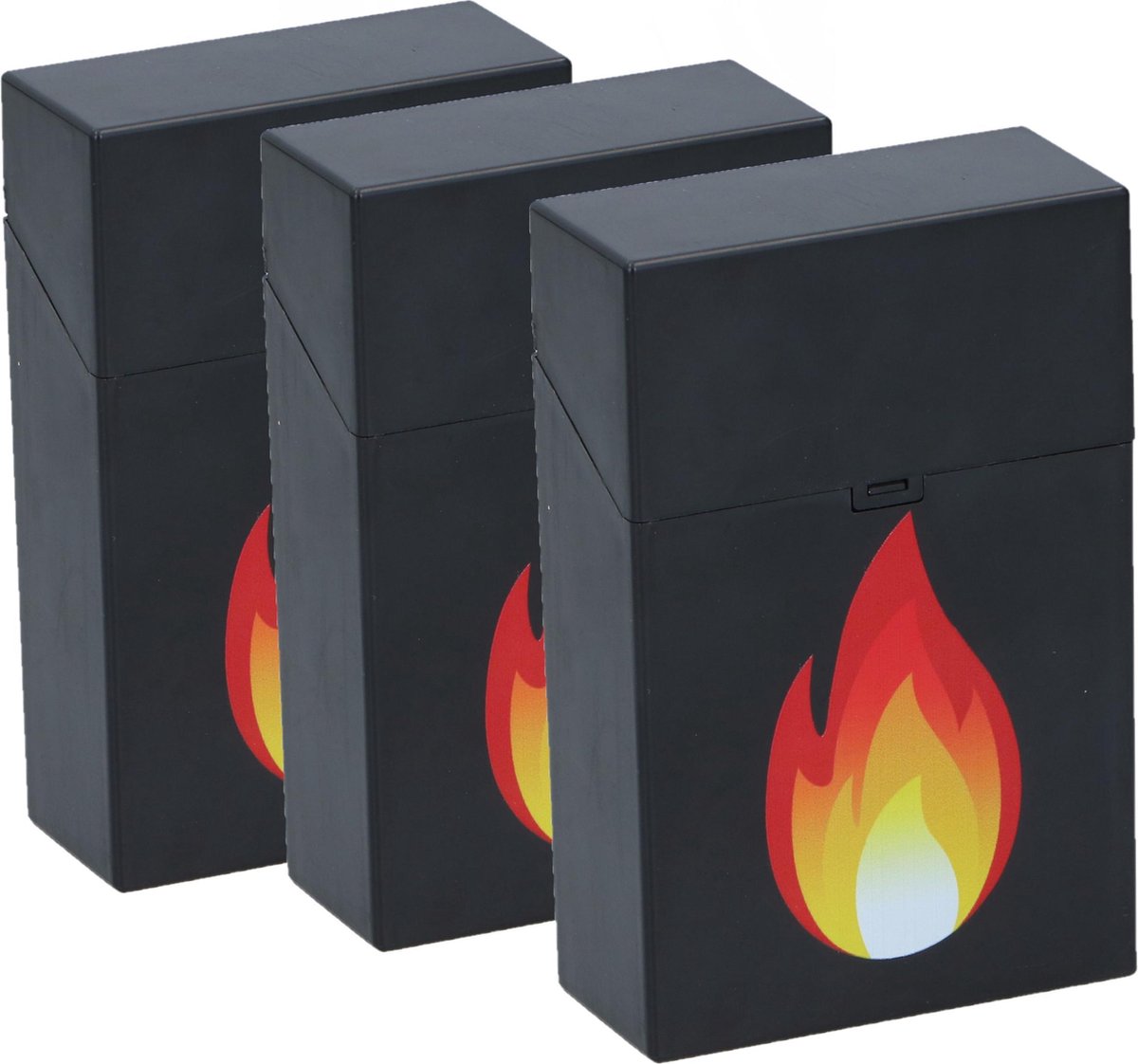 4x Kunststof sigarettendoosjes met vuur print - Peuken bewaarbox ...