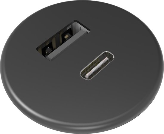 Powerdot micro 30mm inbouw USB A+C lader, zwart kunststof | bol.com