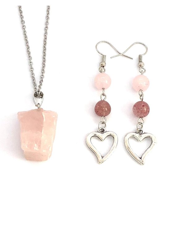 PuurSpirits - Rozenkwarts Aardbeienkwarts - Sieraden Set - Dames ...