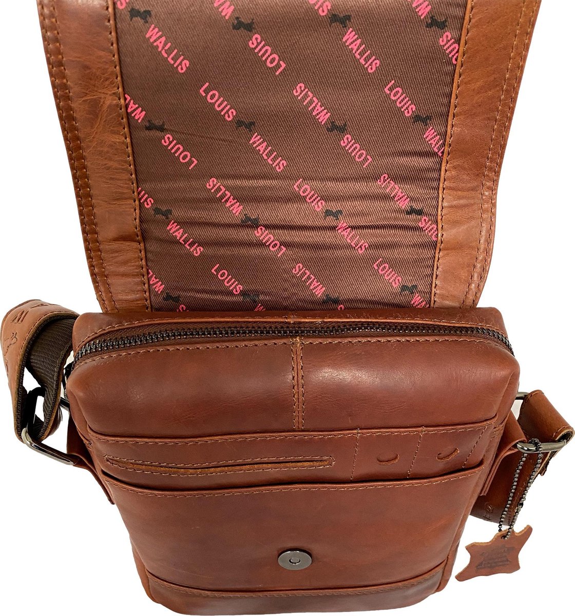 Louis Wallis leren tas heren bruin schoudertas heren - crossbody tas ...