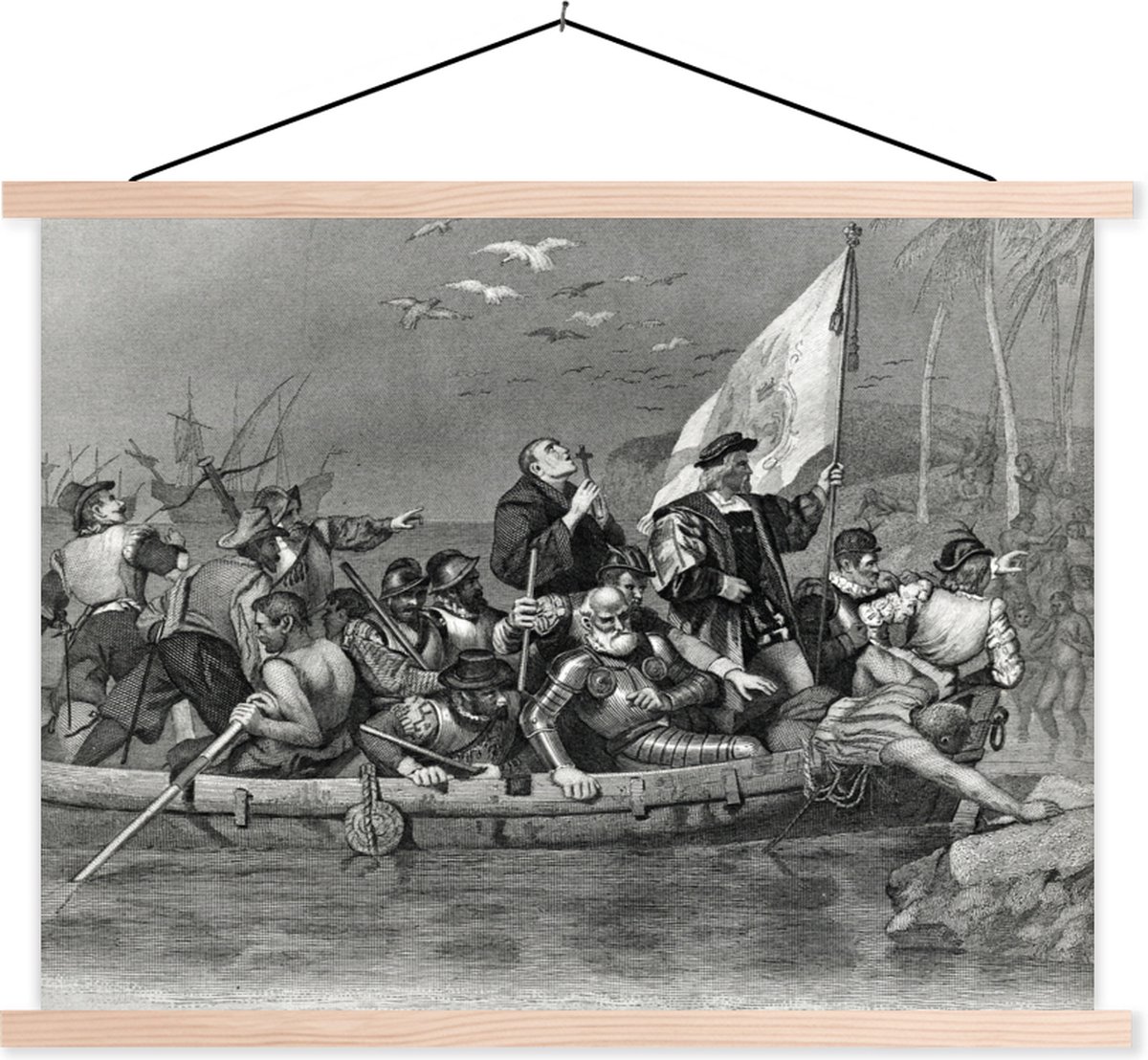 Illustration de l'arrivée de Christophe Colomb en Amérique poster ...