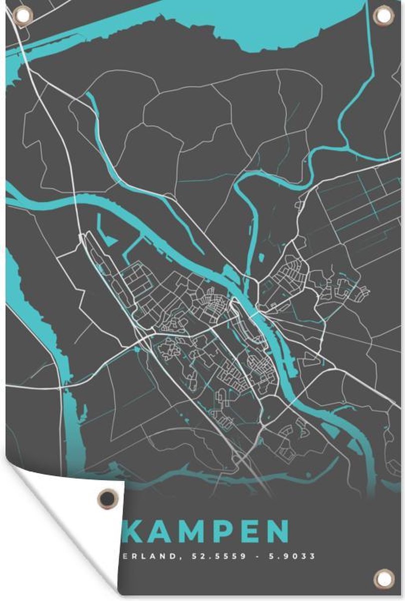 Tuinposters buiten Plattegrond - Kampen - Grijs - Blauw - 60x90 cm ...