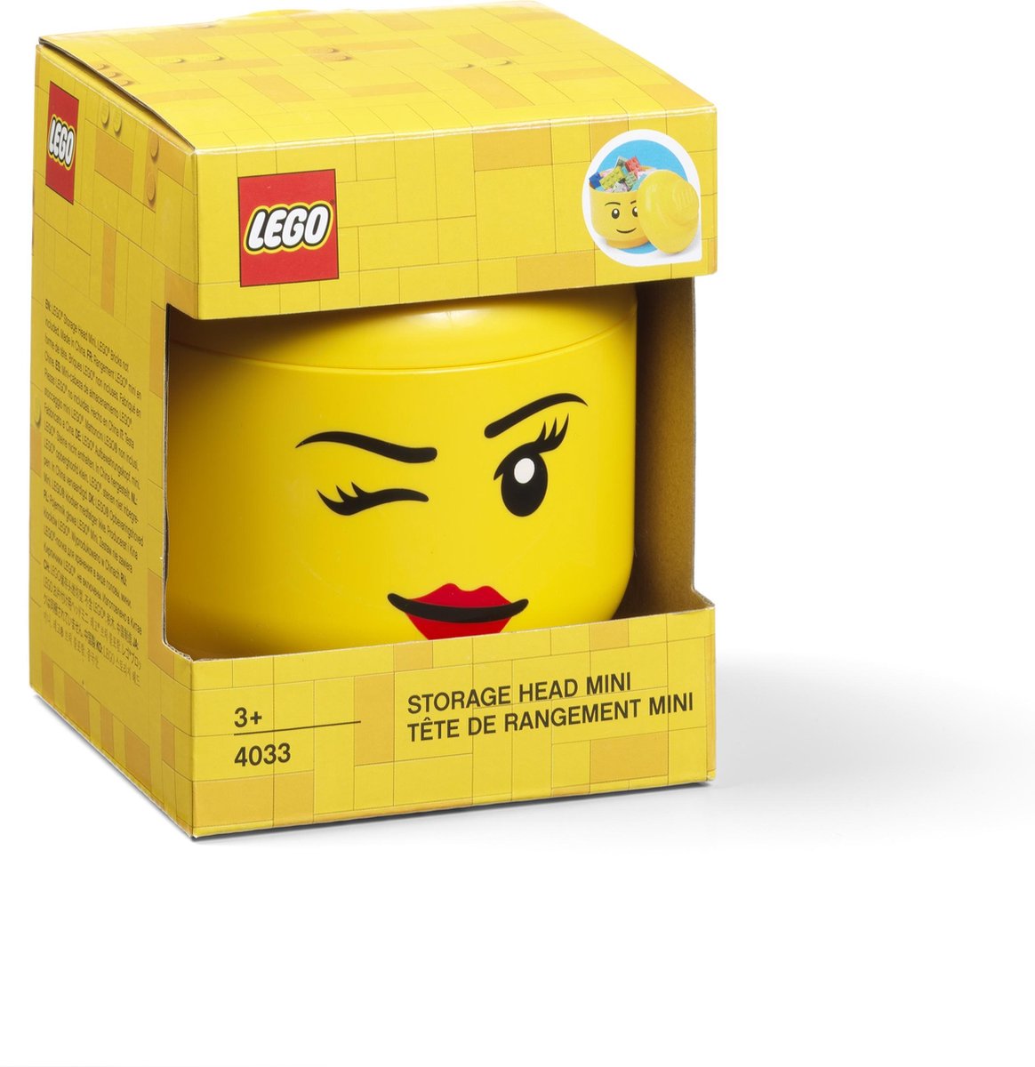 LEGO Iconic Opbergbox Hoofd Winking Mini - Geel - 360 ML - 10,2x10,2x11 ...