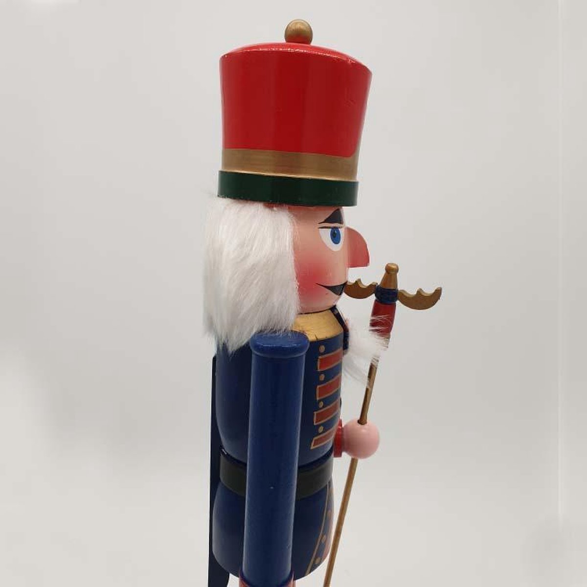 Notenkraker Houten Pop Kerst Blauw met staf groot 50 cm | bol.com