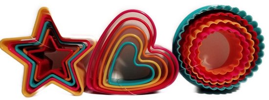 Uitsteek Vormpjes - Hartje - Cirkel - Ster - Kuntstof - Felle Kleuren ...