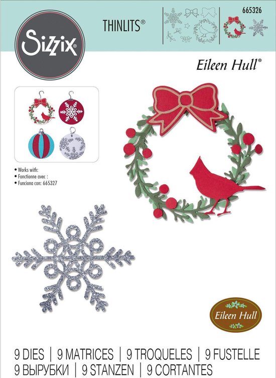 Sizzix Thinlits Snijmal Set - Wreath & Snowflake - 9 stuks | bol