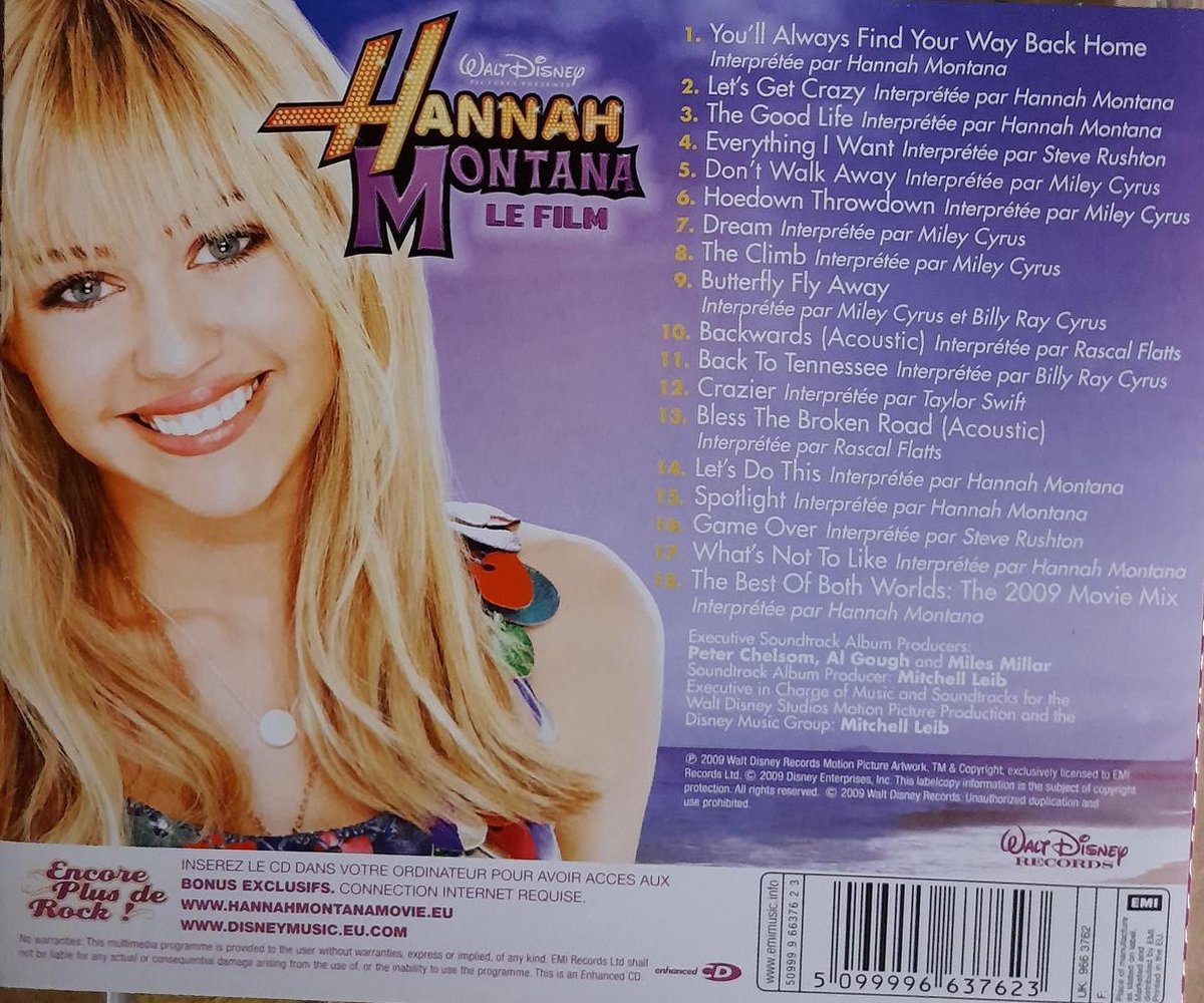 Hannah Montana (Le Film), Original Soundtrack | CD (album) | Muziek ...