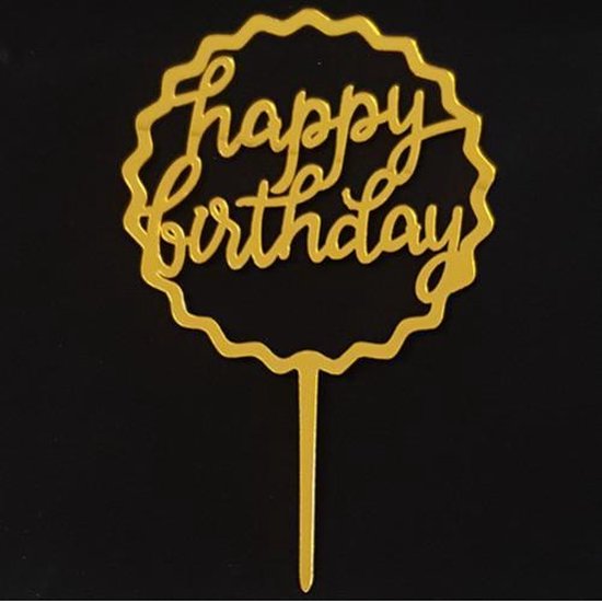 Cake - Taart Topper Happy Birthday Goud Kartel. Taartdecoratie. Tasty Me. | bol.com
