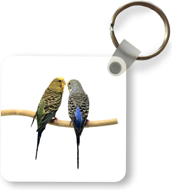 Sleutelhanger - Uitdeelcadeautjes - Twee parkieten van de achterkant op ...