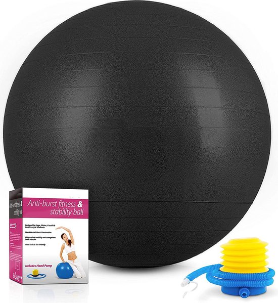 Sens Design Zitbal Fitnessbal Yogabal Gymbal - 75 cm - zwart incl. pomp ...