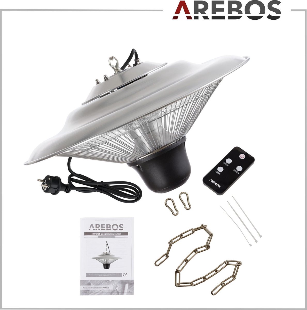 AREBOS Infrarood Heater - 1500W met afstandsbediening - Elektrische ...