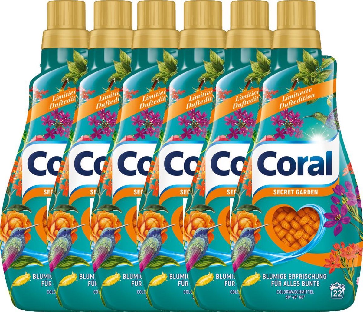 Coral - Détergent liquide - Secret Garden - 6 x 1,1L (132 lavages ...