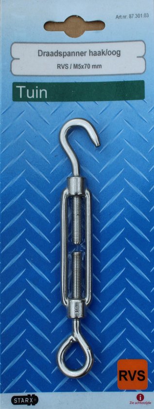 RVS draadspanner haak/ oog M5 X 70MM | bol