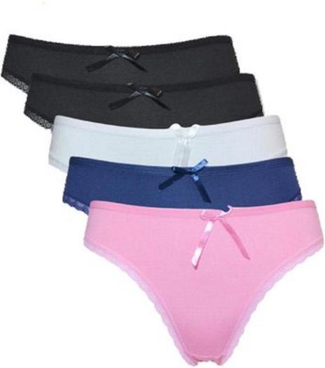 Fine Woman - 5 katoenen dames strings | Maat XL | bol.com