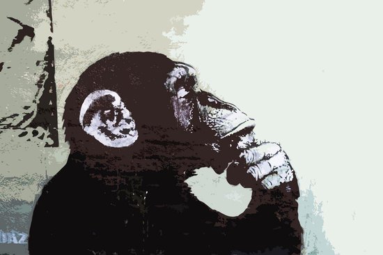 BANKSY Le singe penseur Impression sur toile | bol.com