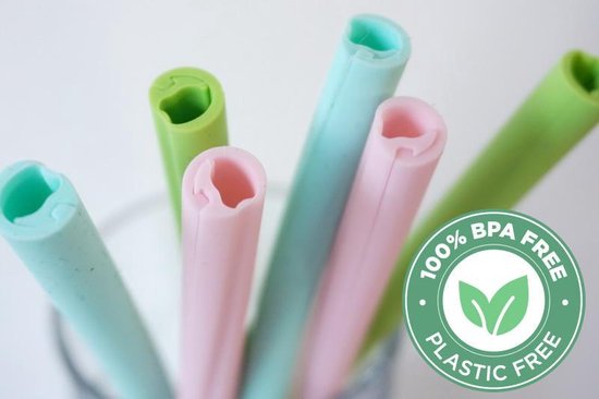 SLURPY Siliconen Rietjes – Groen/Blauw – Openklapbaar Rietje ...