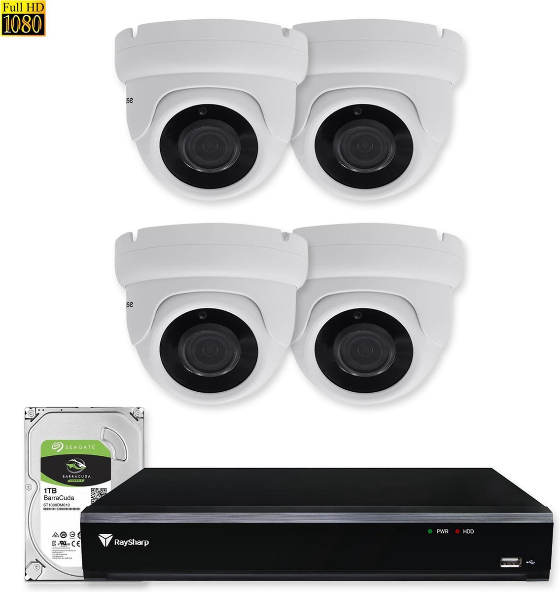bol.com | 4x Mini Dome IP Camera Set - Bewakingscamera Set 1080P FULL HD