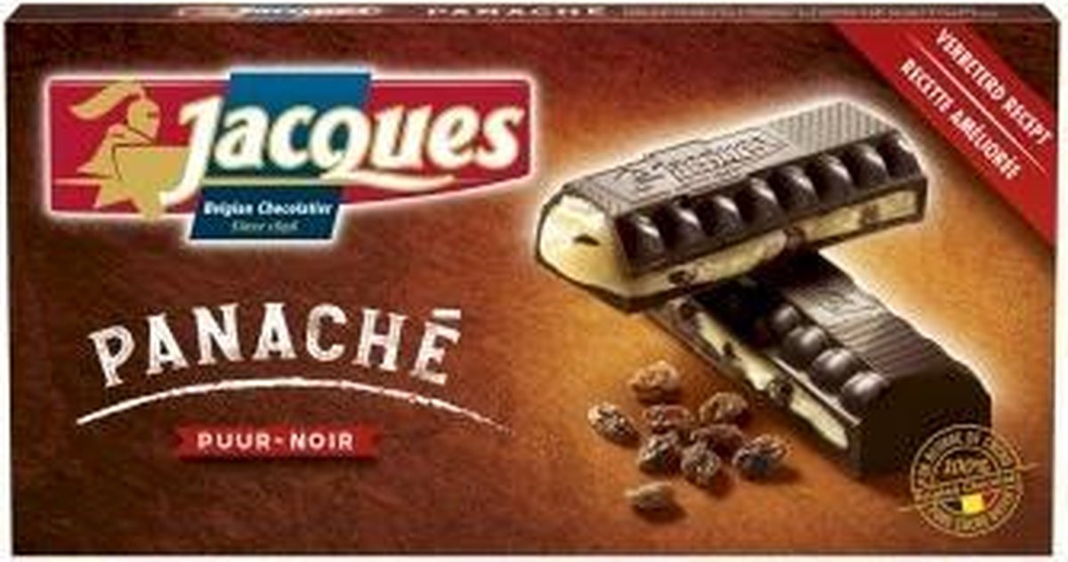 Jacques Belgische chocolade - puur met panaché vulling - 200g | bol